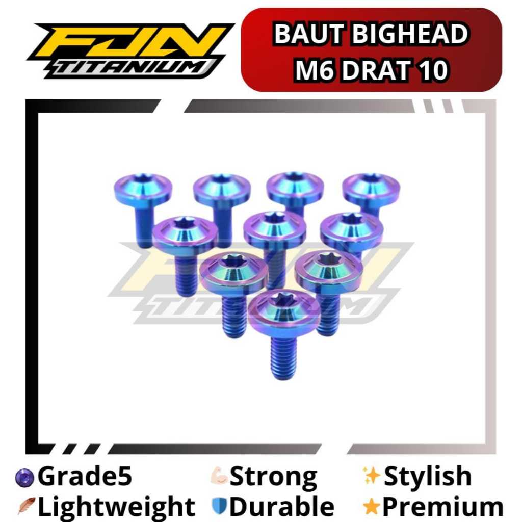 Jual BAUT TITANIUM VIETNAM BIGHEAD M6 DRAT 10 M6X15 M6X20 M6X25 M6X30 ...