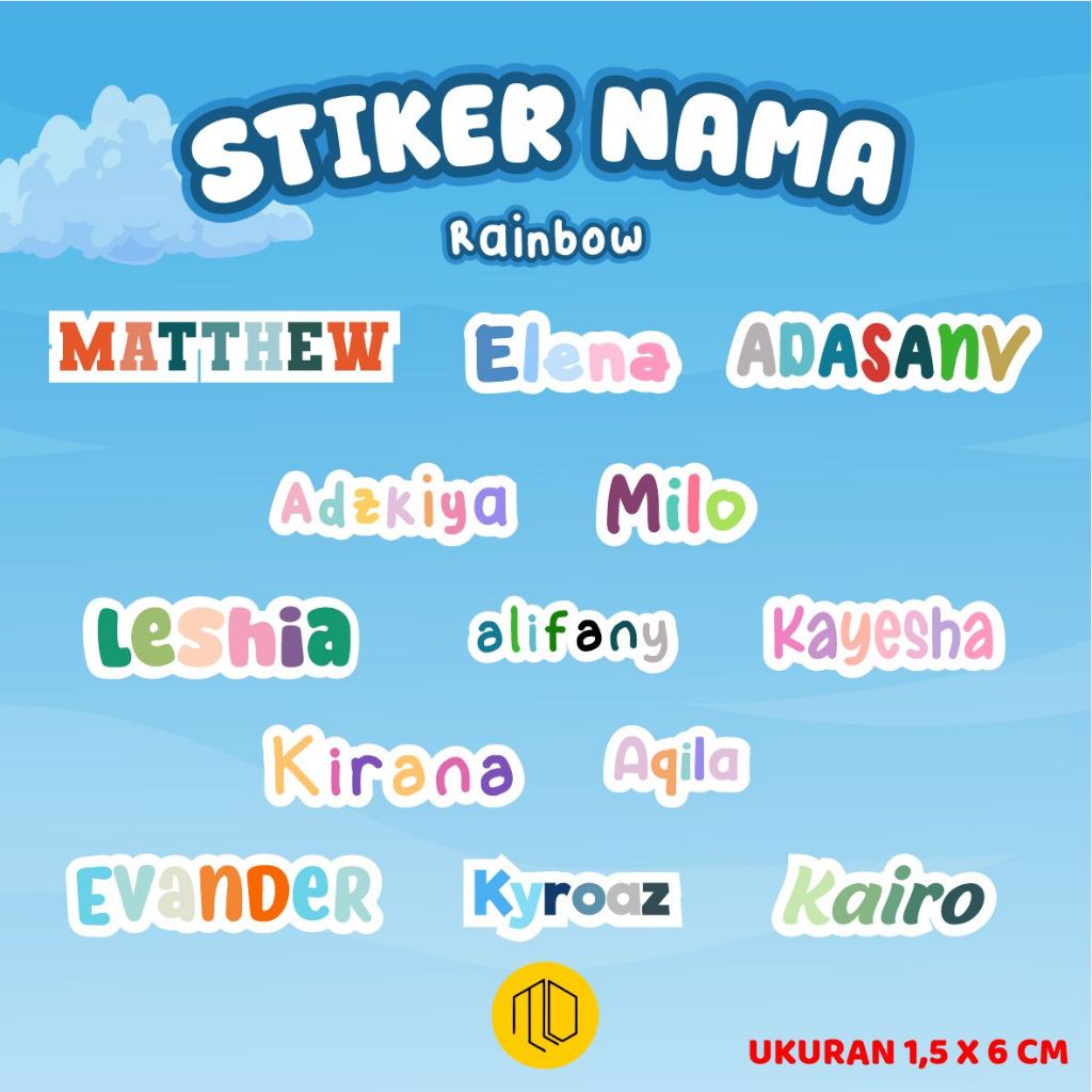 Jual Sticker Label Nama Rainbow List Putih Aestetik Custom Nama Estetik ...