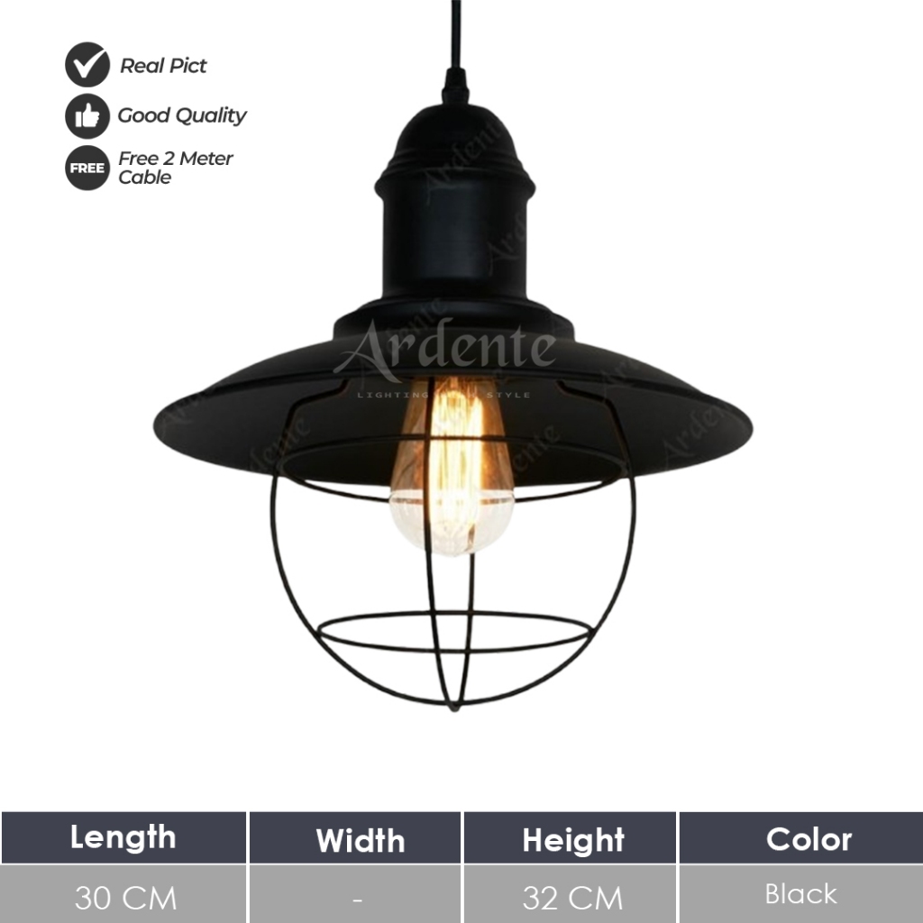Jual ARDENTE 1-0860 Lampu Gantung / Pendant Lamp Industrial Hitam ...