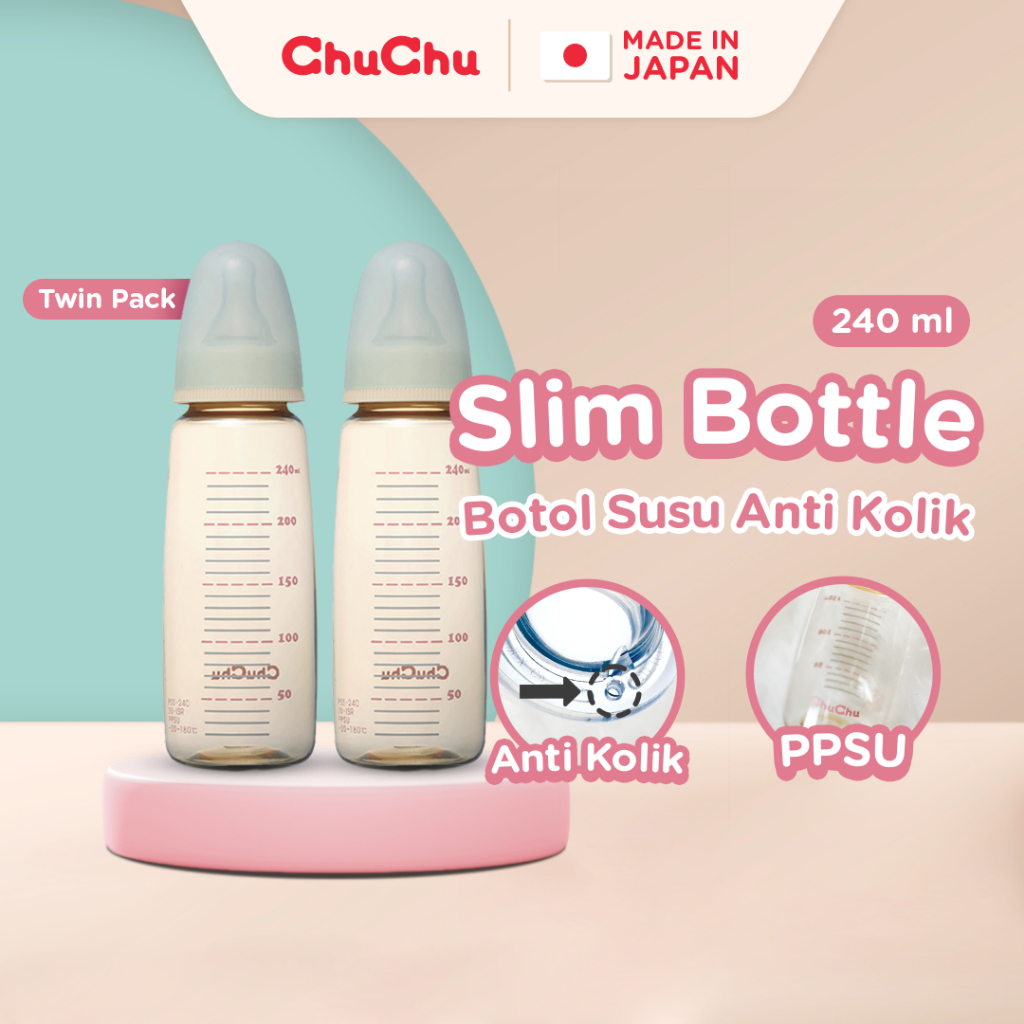Jual ChuChu Baby Botol Susu PPSU Bottle Slim Type 240ml - Twin Bottle ...