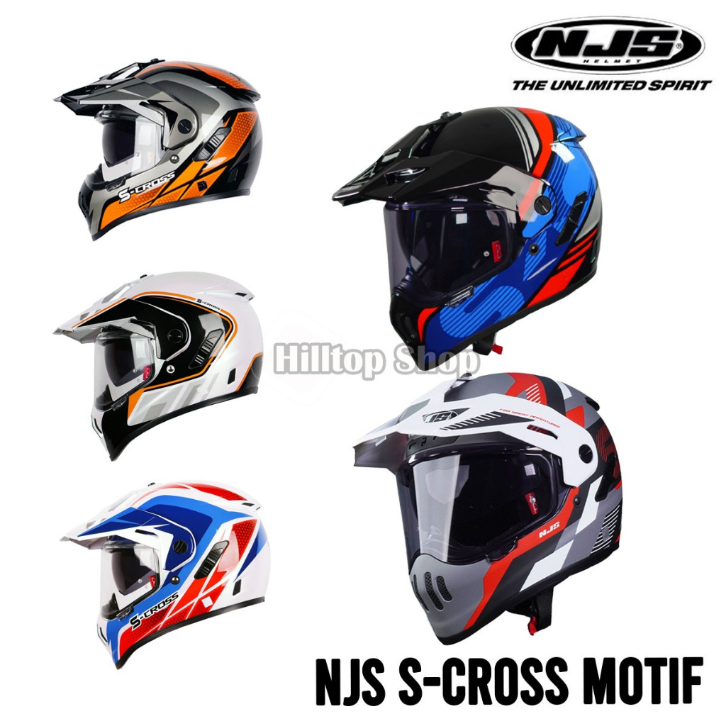 Jual Helm NJS S-Cross Motif Full Face Supermoto Motorcycle Helmet ...