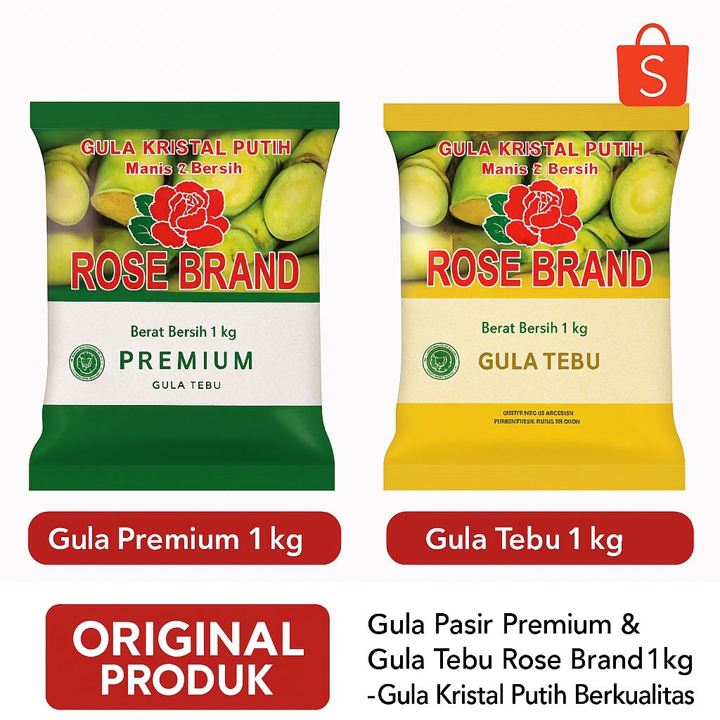 Jual Gula Pasir Premium & Gula Tebu Rose Brand 1kg - Gula Kristal Putih ...