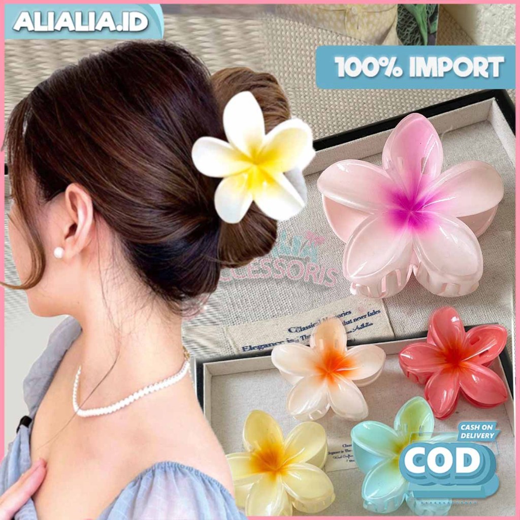 Jual Jepit Rambut Bunga Kamboja Jedai Wanita Korea Hair Clip Cewe Gaya ...