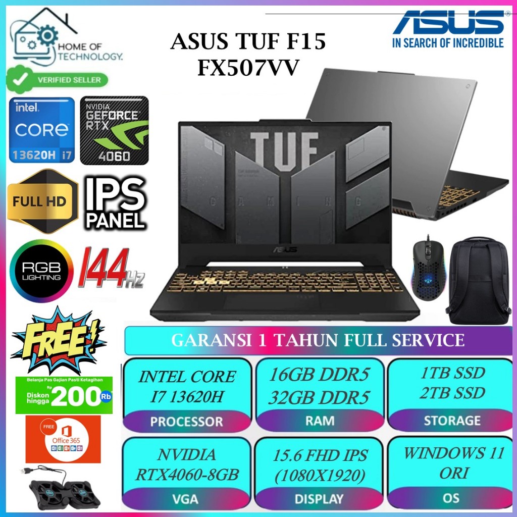 Jual Laptop Asus TUF Gaming F15 FX507VV Intel I7 13620H 32GB 2TB SSD ...