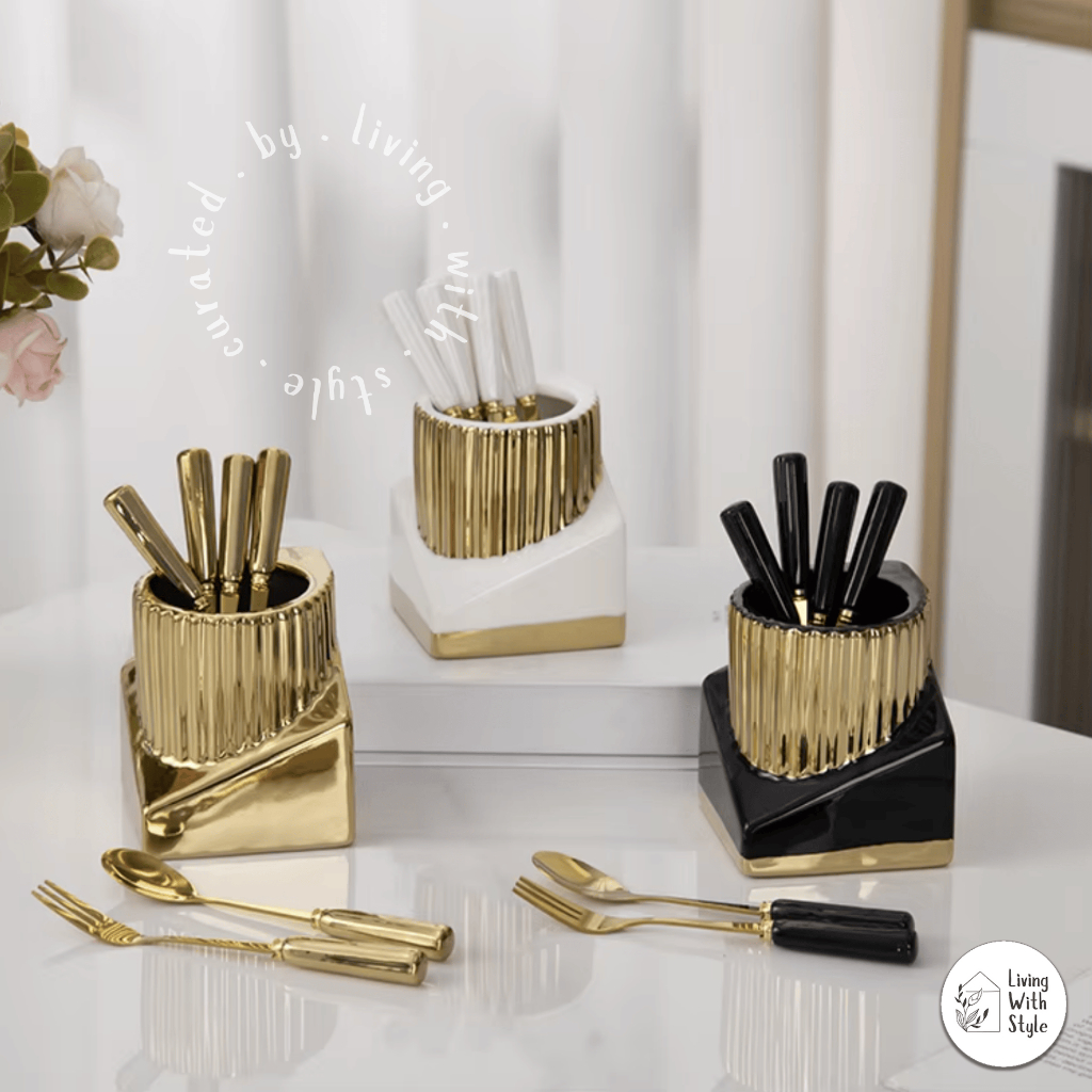 Jual Living With Style - Roman Style Dessert Spoon and Fork Holder Set ...