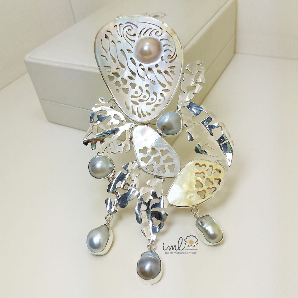 Jual 2in1 Bros Liontin mabe ukir material perak 925 kulit kerang ukir ...