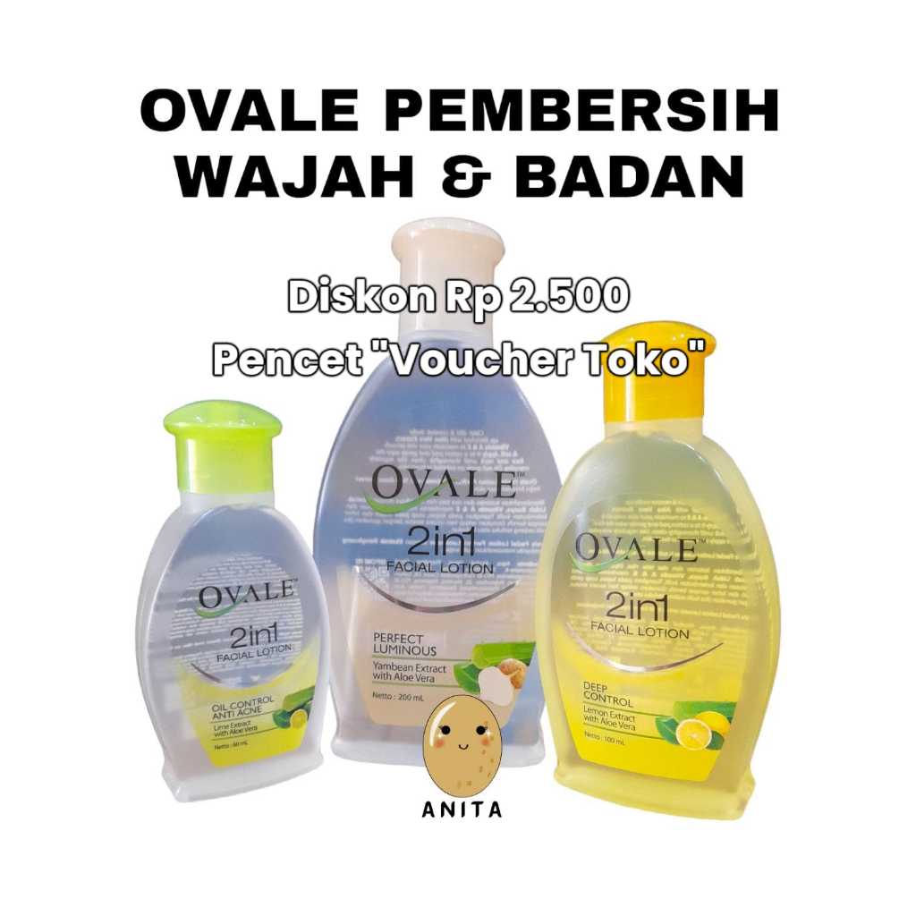 Jual OVALE FACIAL LOTION / PEMBERSIH WAJAH OVAL 200 ML,100 ML, 60ML ...