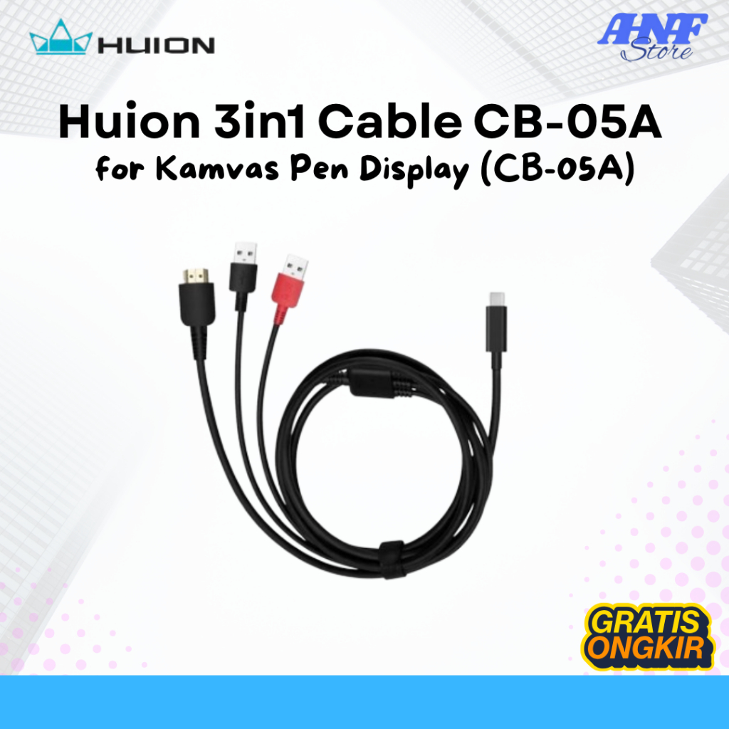 Jual HUION 3in1 Cable CB-05A for Kamvas Pen Display (CB-05A) | Shopee ...