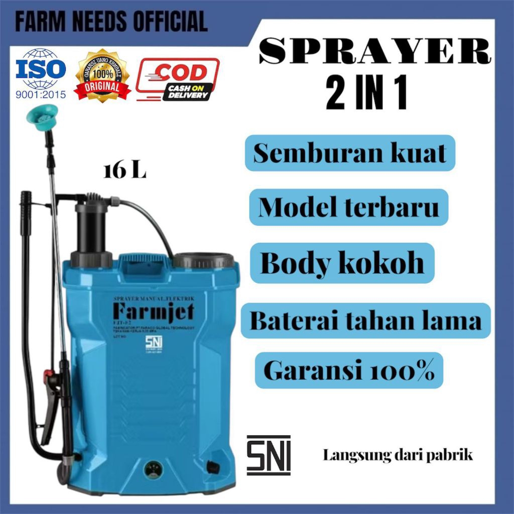 Jual POMPA SPRAYER MERK FARMJET 16L 2IN1 (16L MANUAL & ELEKTRLIK) (501 ...