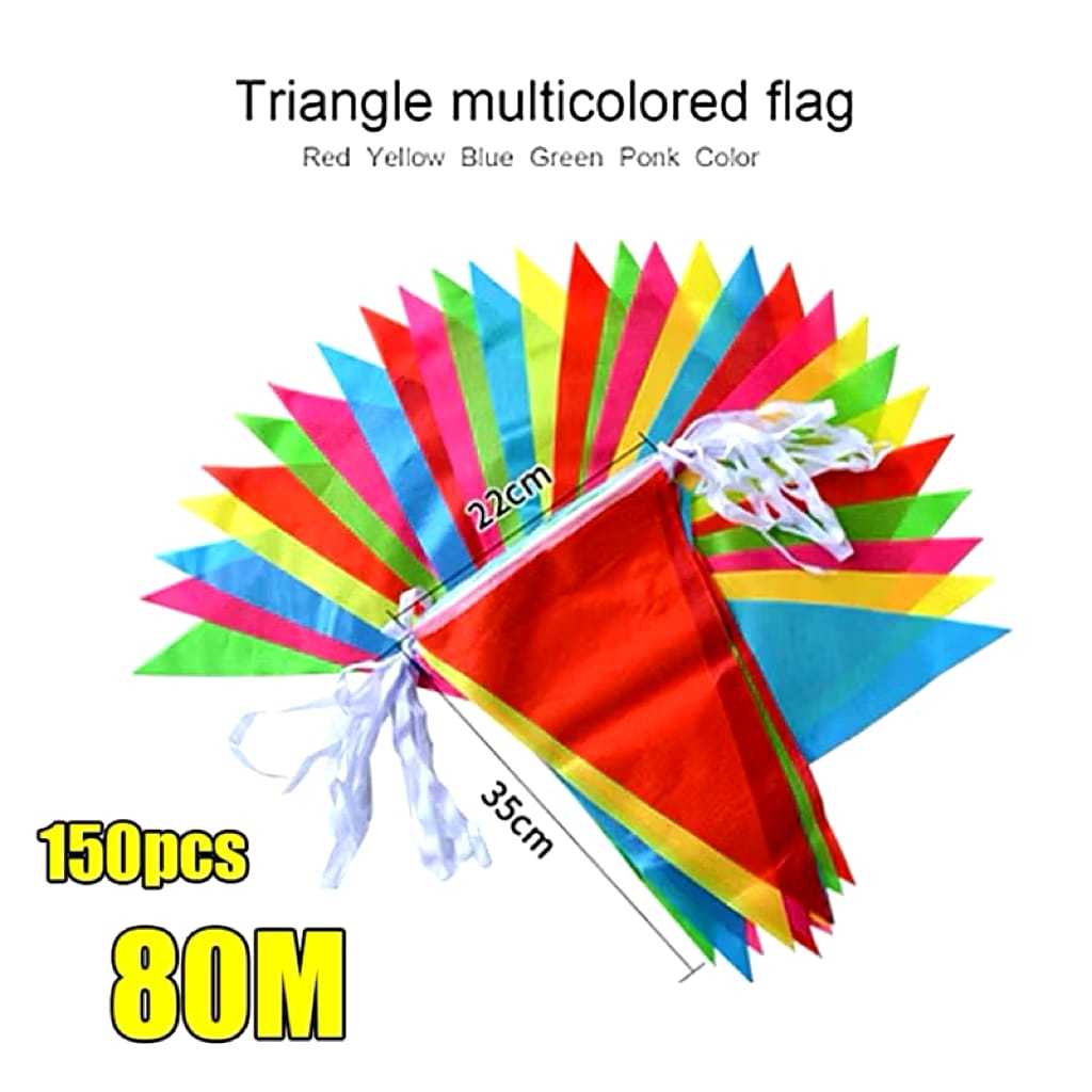Jual 200 PCS Bendera Festival Merah Putih Bendera Karnaval Bunting Flag Segitiga Warna Warni ...