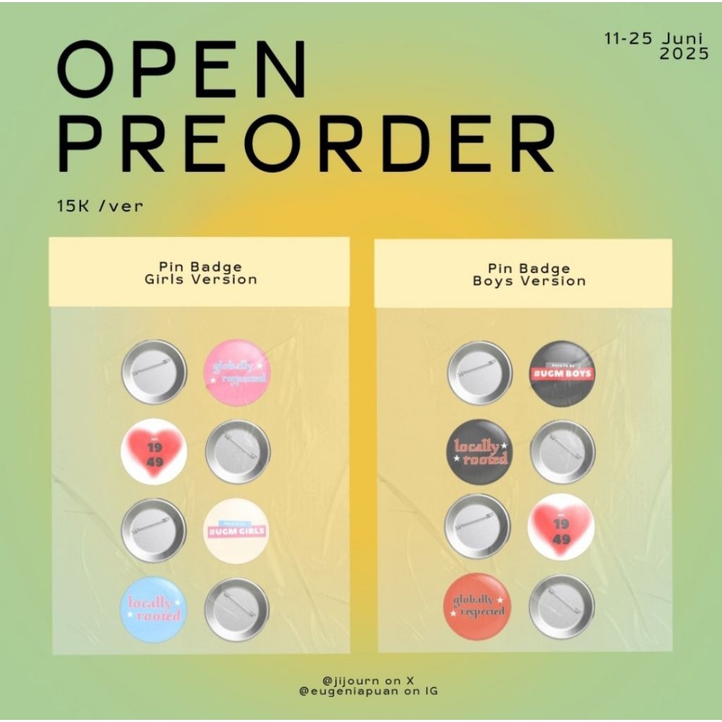 Jual [PO BY FORM] Pin Badge UGM (girl.ver) | Shopee Indonesia