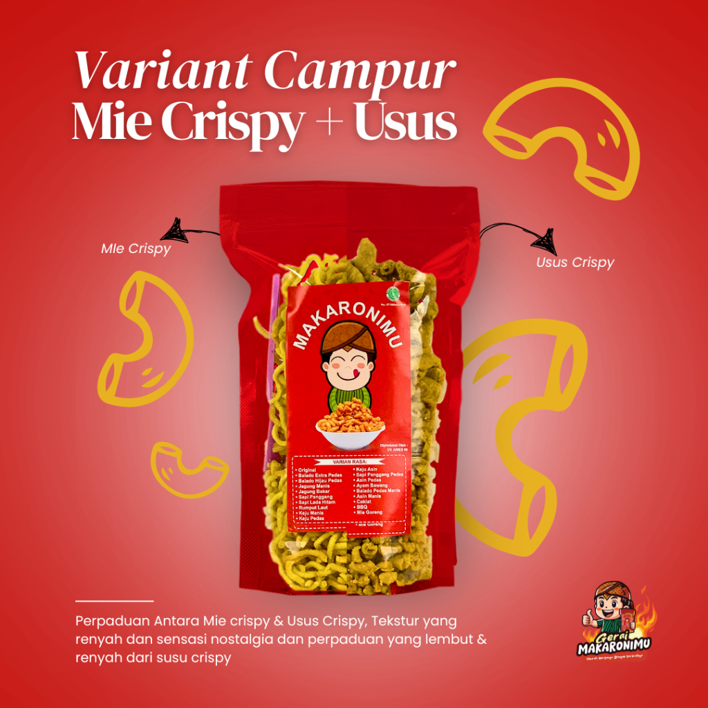 Jual Gerai Makaronimu | MIE CRIPSY MIX USUS CRISPY | Usus Pedas / Usus ...