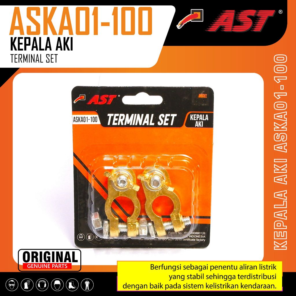 Jual AST ASKA01-100 Terminal set Kepala Aki Kuningan/ Klem Accu ...