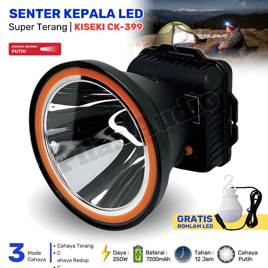 Jual Senter Kepala 250W Kiseki CK-399 Gratis Bohlam Led | Headlamp ...