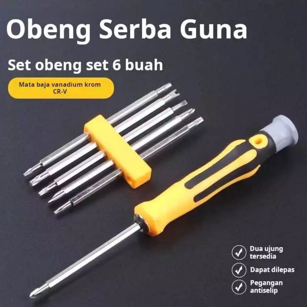 Jual ALGAN25 OBENG SET 12IN1 BOLAK BALIK MATA OBENG PLUS MINUS ANTI SLIP | Shopee Indonesia