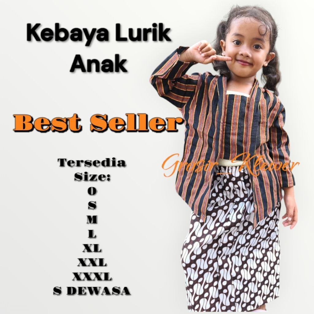 Jual STELAN KEBAYA LURIK ANAK PEREMPUAN / BAJU ADAT ANAK PEREMPUAN / KEBAYA JAWA ANAK PEREMPUAN ...