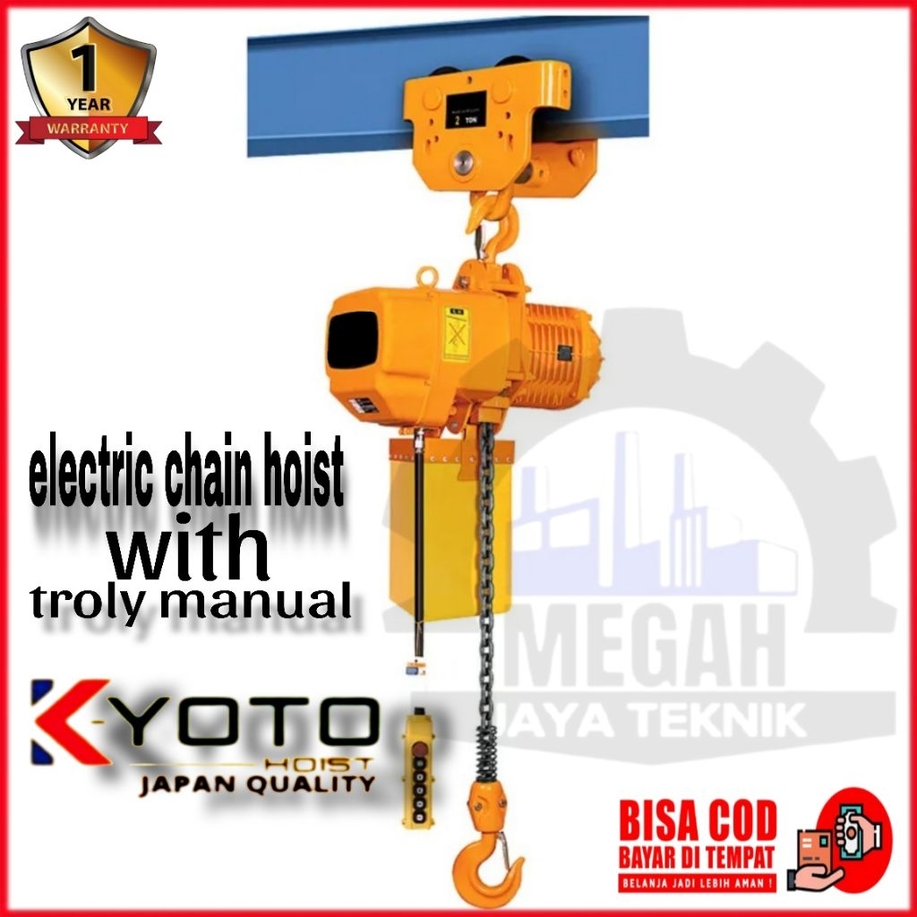 Jual ELECTRIC CHAIN HOIST WITH MANUAL TROLY 1 TON × 12 MTR 380V/3 PHASE ...