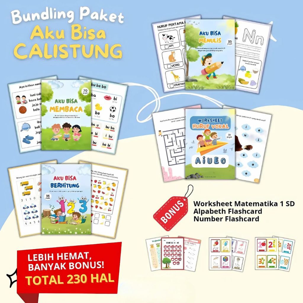 Jual Paket Lengkap Belajar Calistung Anak - Bundling Worksheet Aku Bisa ...
