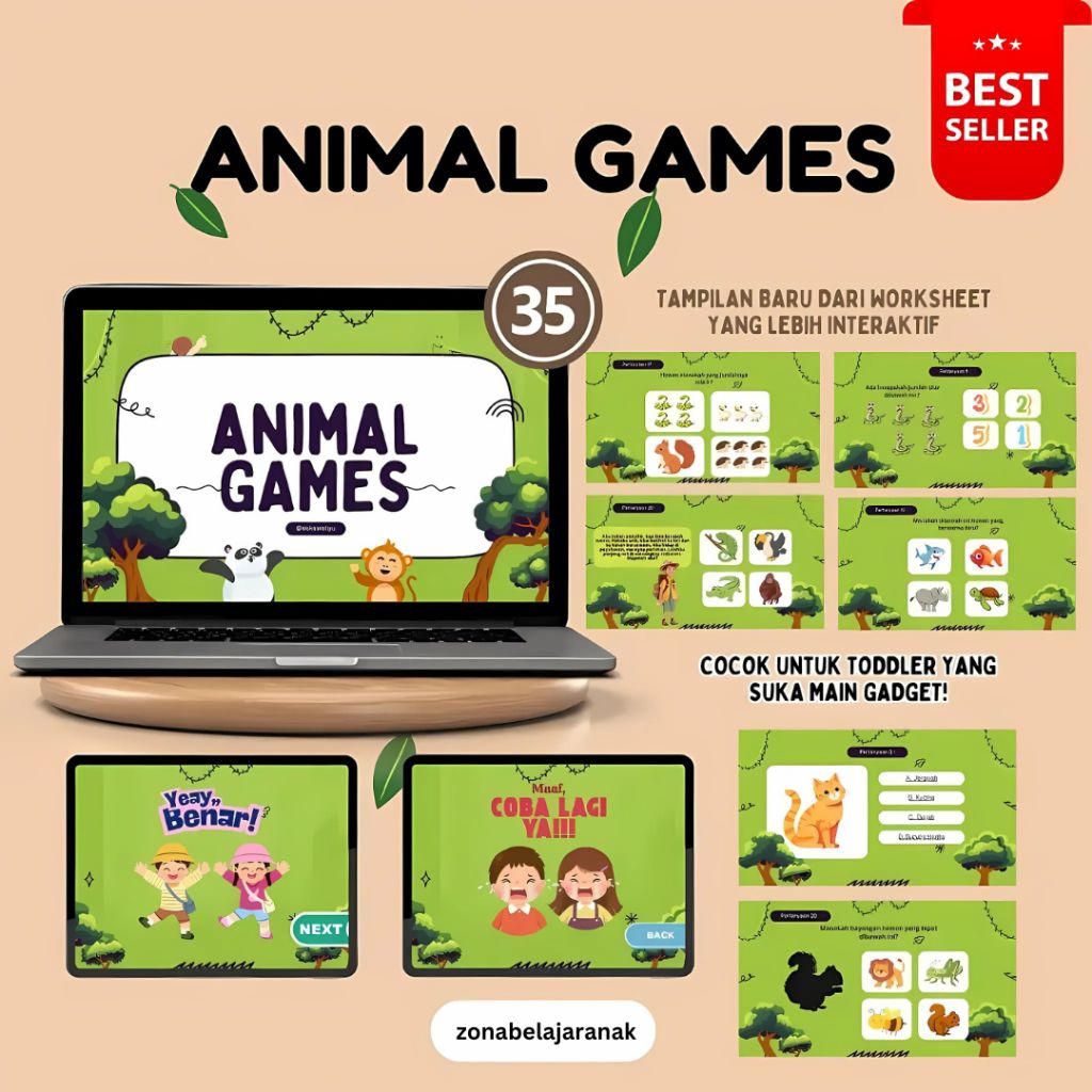 Jual Animal Games Interaktif Anak | 35 Soal Edukatif & Seru, Solusi ...