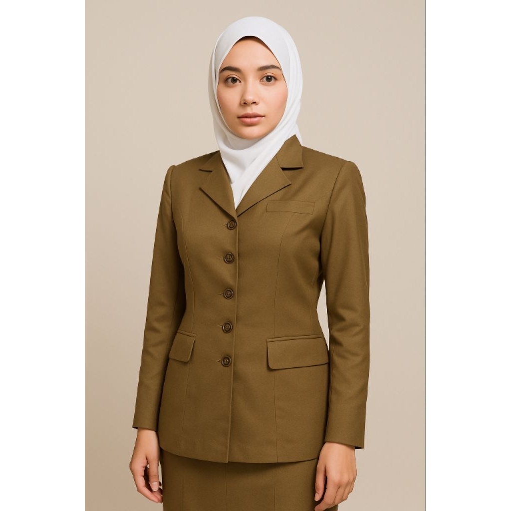 Jual Setelan Blazer Khaki PNS Wanita - Baju Seragam Guru - Celana dan ...