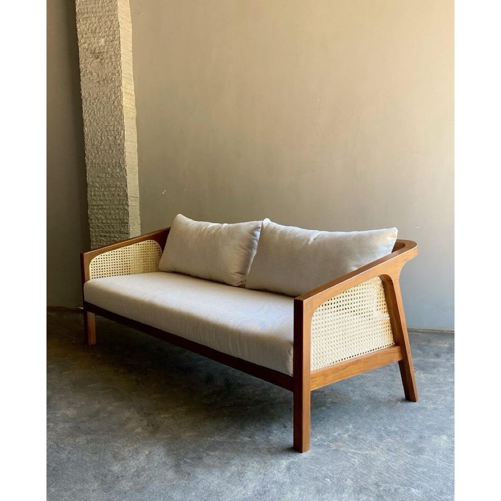 Jual bangku sofa kayu jati bangku sofa rotan bangku jati modern ...