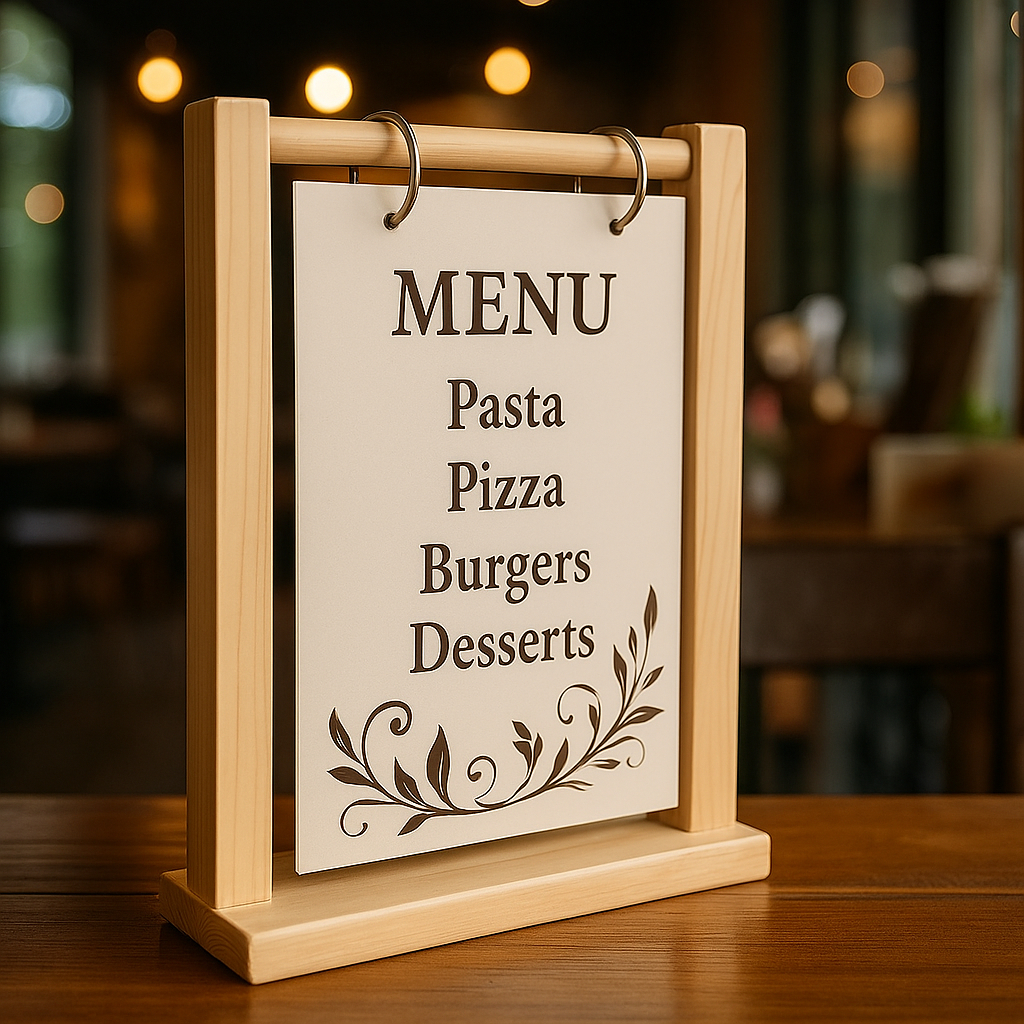 Jual Stand Menu Kayu Berdisi Display Di Meja Cocok Untuk Coffee Dan ...