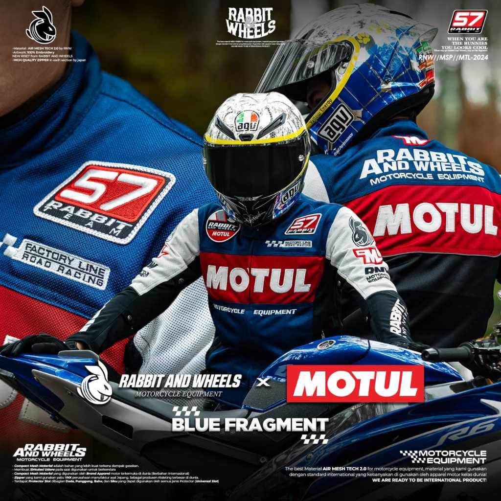 Jual RNW X MOTUL JACKET RABBIT AND WHEELS - BLUE FRAGMENT | Shopee ...