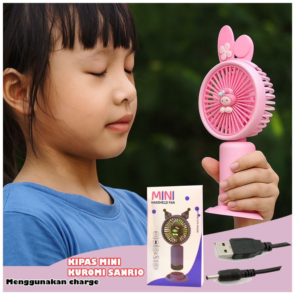 Jual KIPAS ANGIN MINI FAN PORTABLE KUROMI SANRIO TANGAN STAND GENGGAM ...