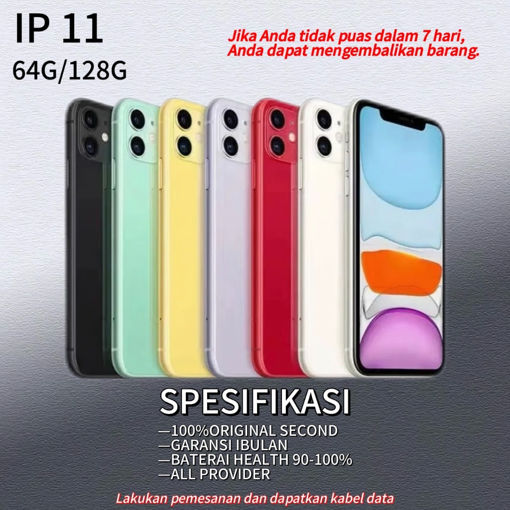 Jual IP 11 64GB 128GB 256GB ip11 IOS smartphone fullset asli murni berfungsi normal kondisi ...