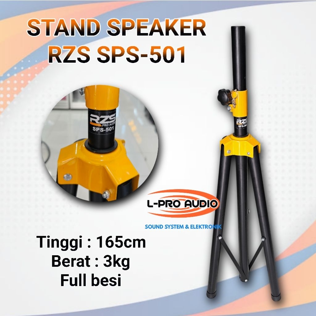 Jual Stand speaker RZS SPS-501 FULL BESI tripot pipa Super tebal berat 3kg | Shopee Indonesia