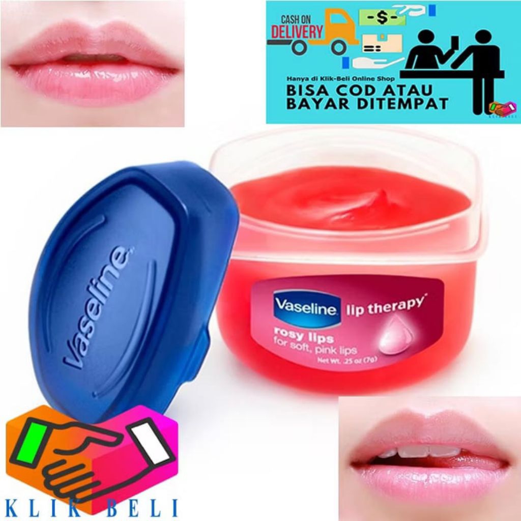 Jual [ PAKET 12 PCS ] Vaseline Lip Therapy Rosy Lips 0.25oz USA Pocket Size Lip Balm 7gr ...