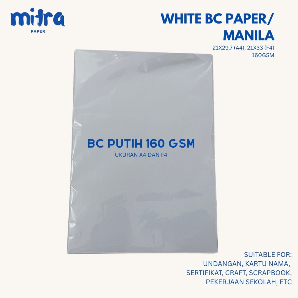 Jual Brief Card (BC) 160 gram A4 F4 isi 10,50,100 lembar / Kertas ...