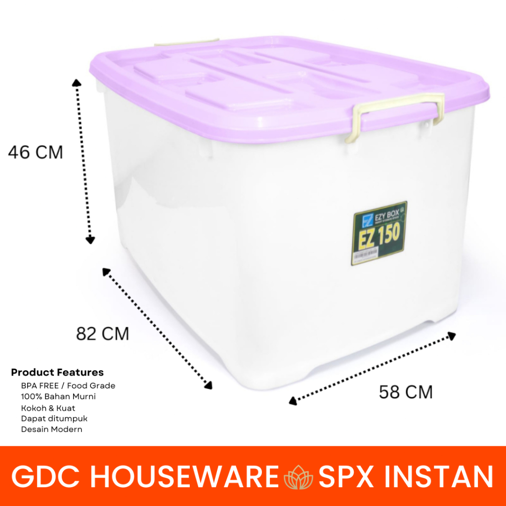 Jual INSTAN - EZY CONTAINER BOX 150 LITER + RODA BESAR KUAT TEBAL / 130 ...