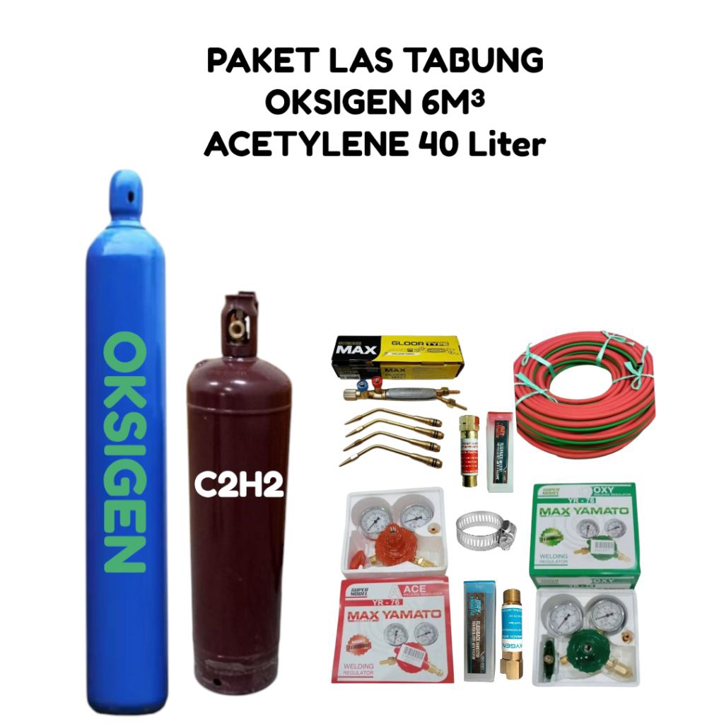 Jual Paket Las Karbit Tabung Oksigen 6m3 Acetylene 40 Liter / Paket Las ...