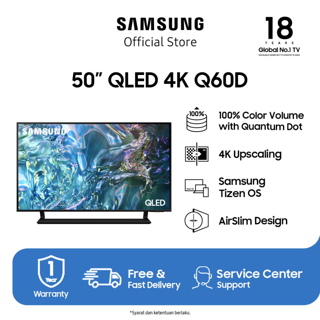 Jual Samsung 50" QLED 4K Q60D Smart TV | 100% Color Volume Quantum Dot ...