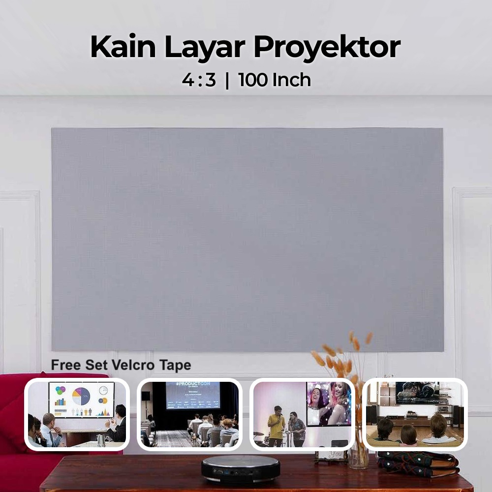 Jual Kain Layar Proyektor 4:3 Anti Light Ambient Screen Curtain 100 ...