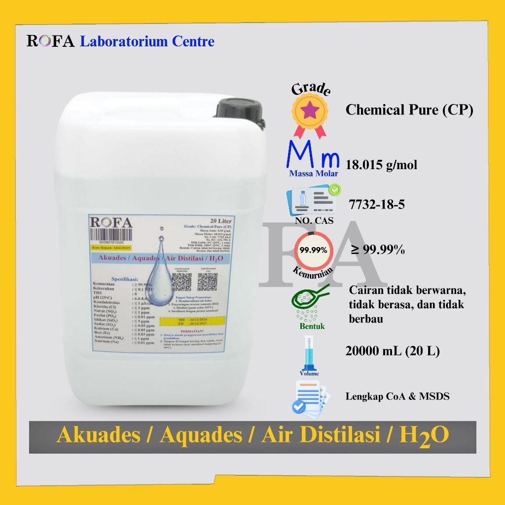 Jual Akuades / Aquades / Air Murni / Air Suling / Air Destilasi / H2O ...