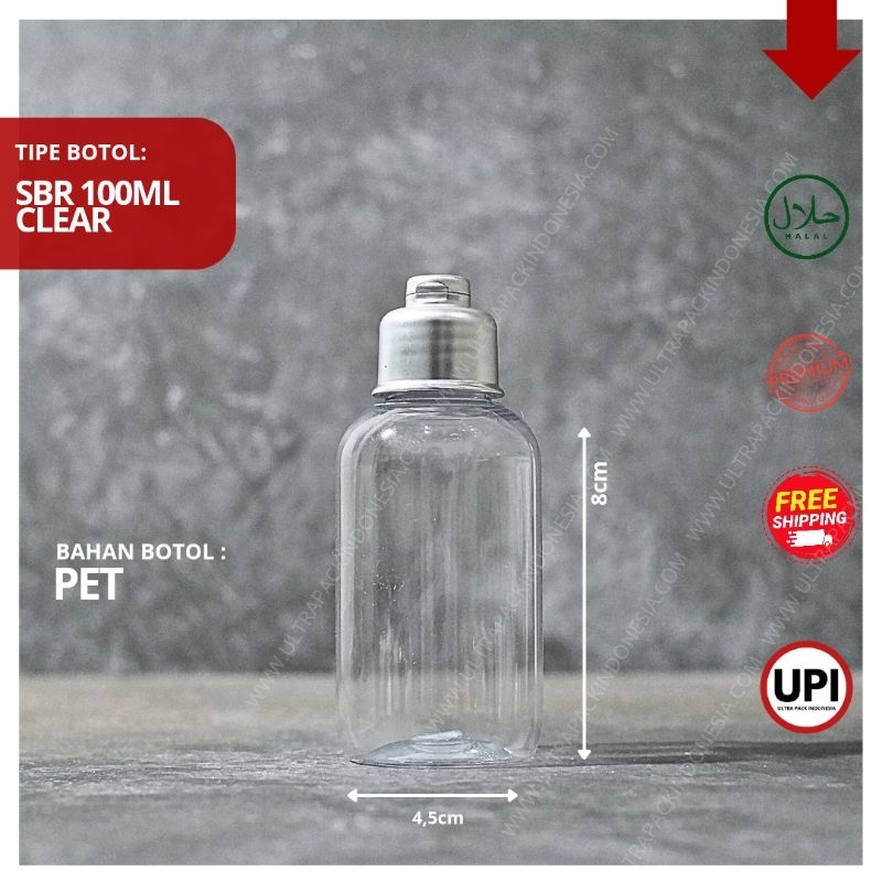 Jual KEMASAN BOTOL FLIPTOP ISI ULANG - BOTOL PET SBR 100ML CLEAR + FLIP TOP JAMUR KECIL ...
