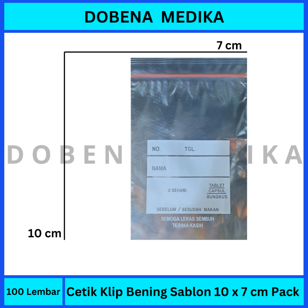 Jual Cetik Plastik Klip Obat Bening Sablon 10 x 7 cm isi 100 | Shopee ...
