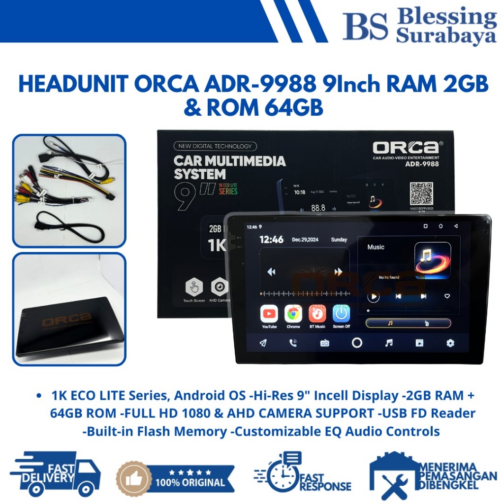 Jual Head Unit Android ORCA ECO LITE 9 inch QLED 1K Ram 2/64GB | Shopee ...