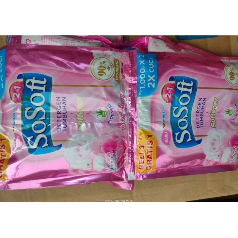 Jual So Soft Detergen Cair Renceng isi 16 Saset x 80ml | Shopee Indonesia