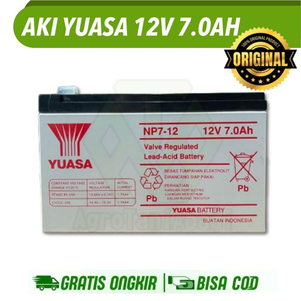 Jual Aki Kering YUASA 12V 7AH Original ACCU tangki pompa semprot elektrik UPS SELIS electric ...
