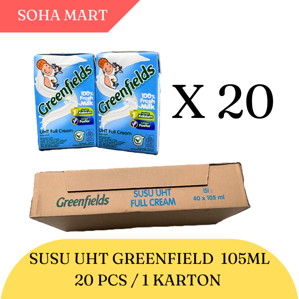 Jual Soha Mart UHT Greenfield All Varian 105 ml (20pcs) (1karton ...