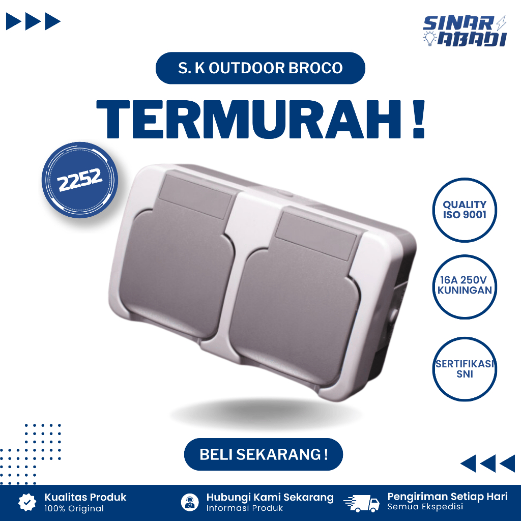 Jual Broco Stop Kontak Double Outdoor Atlantic 2252 | Shopee Indonesia