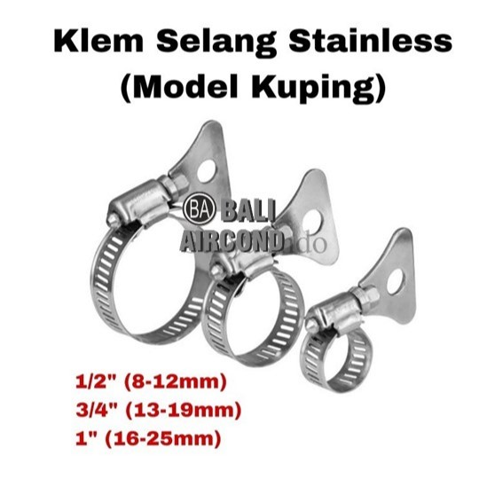 Jual Klem Kuping Besi Stainlest 1/2" 5/8" 3/4" 1" Ring Penjepit Klem ...