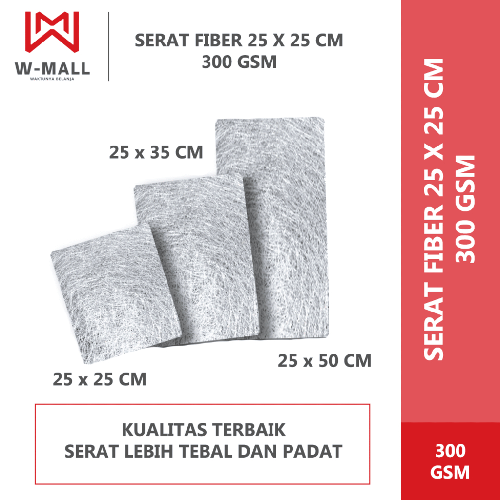 Jual Serat Fiber 25 cm x 25 cm 300 GSM Lembaran Fiberglass Kasa Mat ...