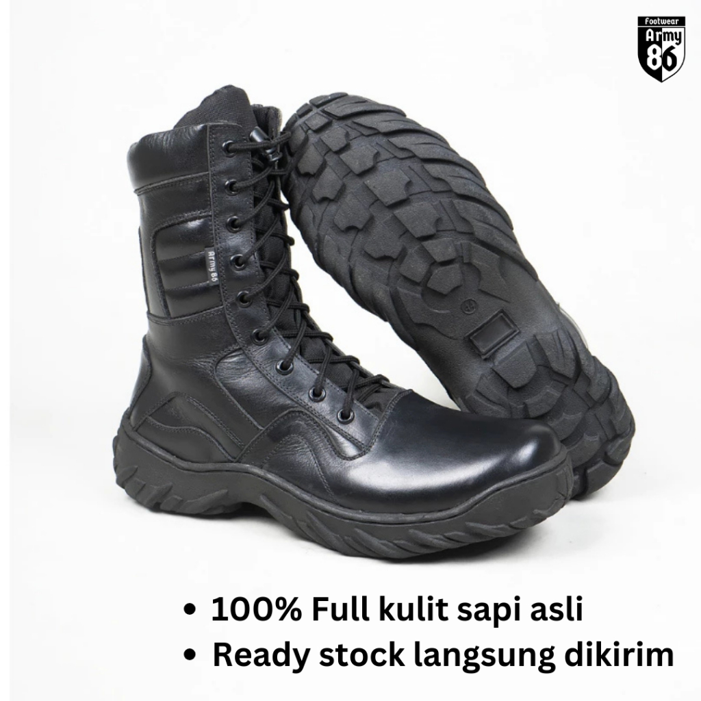 Jual Army86 Sepatu PDL TNI POLRI Satpam Security Hitam Kulit asli model ...
