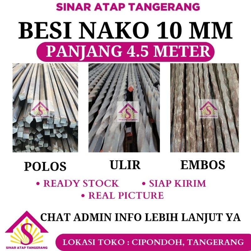 Jual Besi Nako 10 mm Panjang 4,5 Meter | Shopee Indonesia
