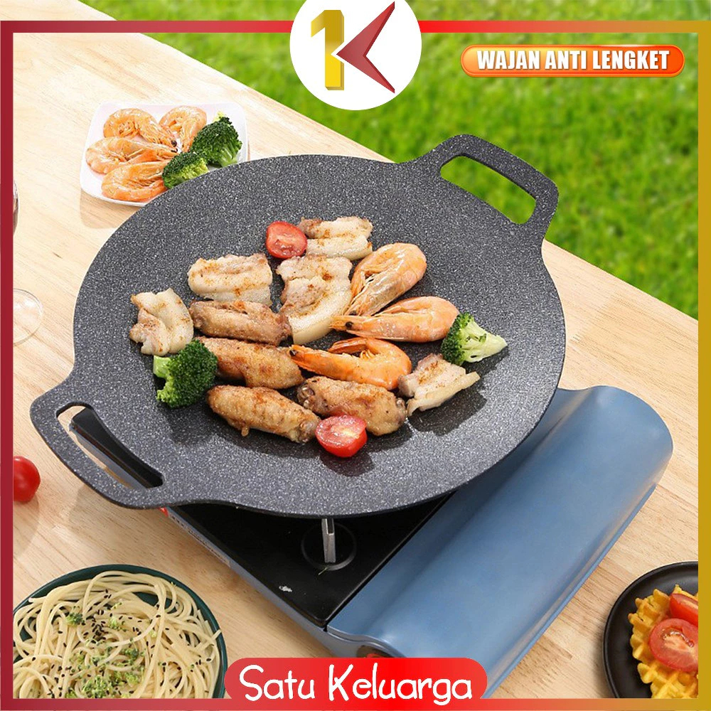 Jual SK-C1211 Wajan Panggangan Grill Pan 34 CM Anti Lengket Alat Pemanggang BBQ Korea Datar ...