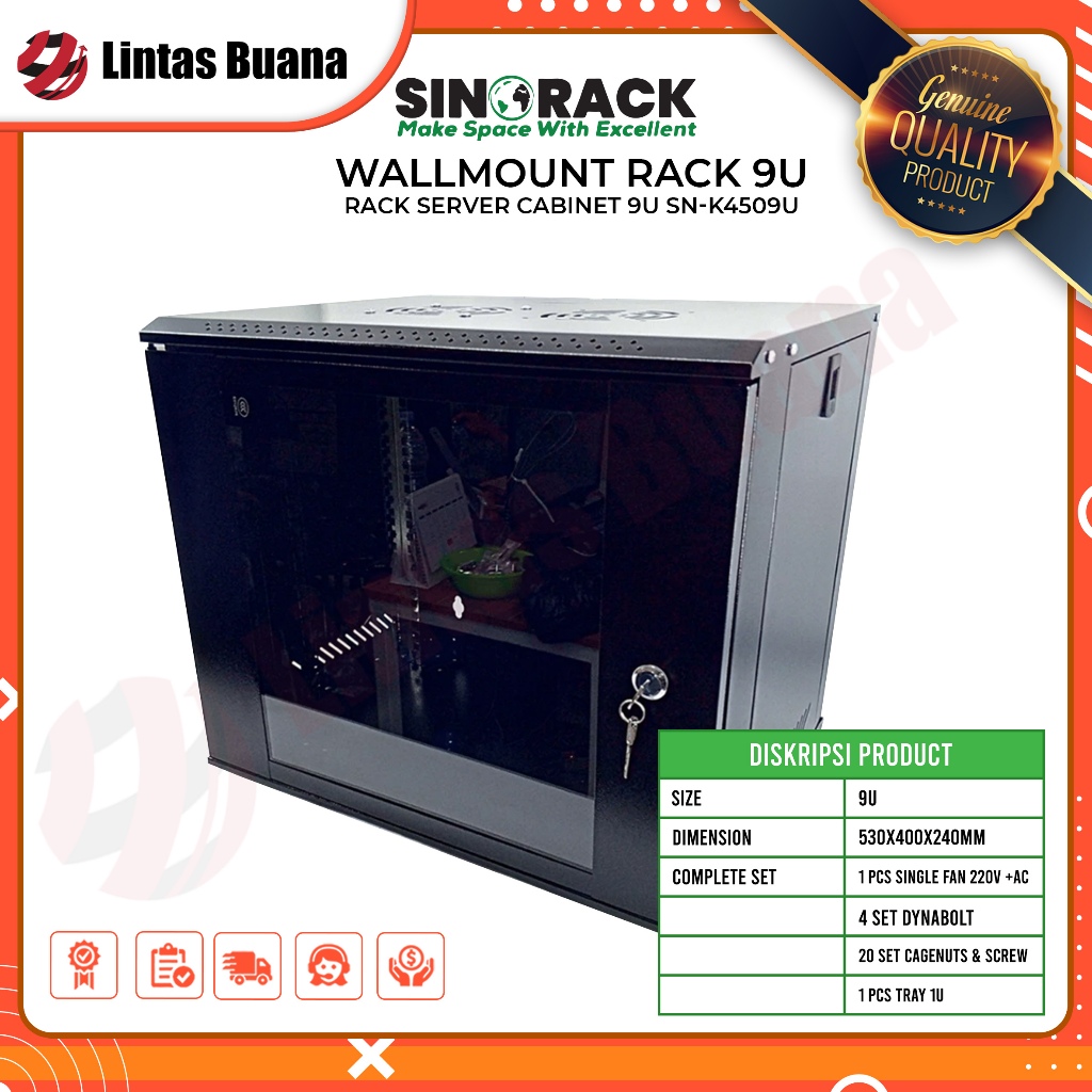 Jual SINORACK NET WALLMOUNT RACK 400*530*450MM 9U 1FAN SN-K4509U RACK SERVER | Shopee Indonesia